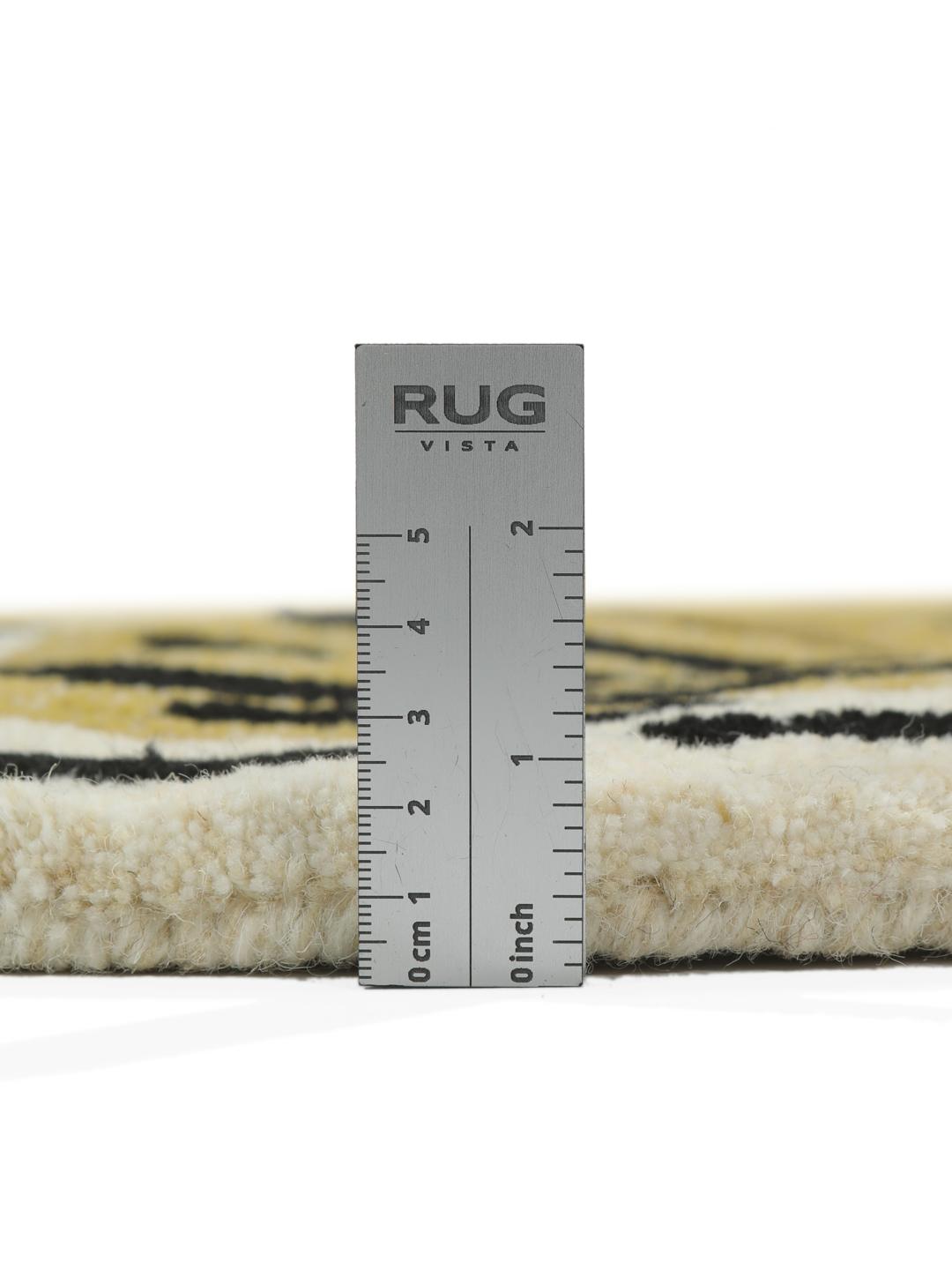 Rugvista premium - Me Tiger - Senapsgul, Rund Ø 100 cm Ullmatta - Rugvista