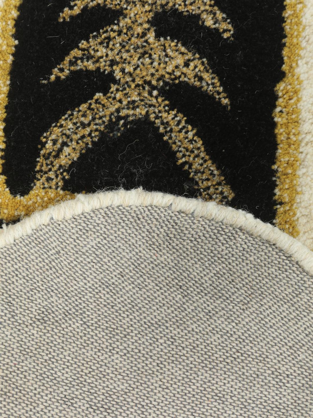 Rugvista premium - Me Tiger - Senapsgul, Rund Ø 100 cm Ullmatta - Rugvista
