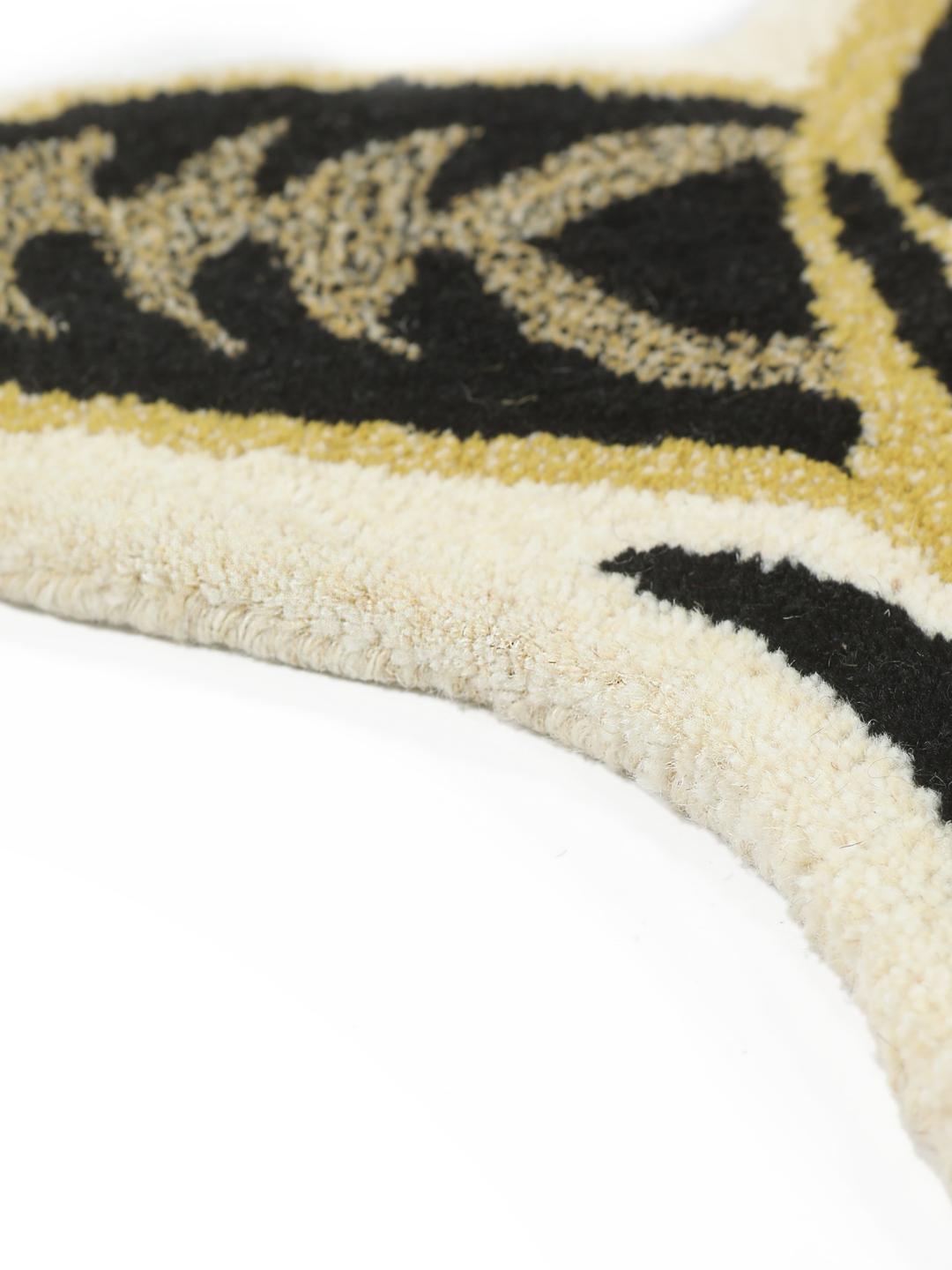 Rugvista premium - Me Tiger - Senapsgul, Rund Ø 100 cm Ullmatta - Rugvista