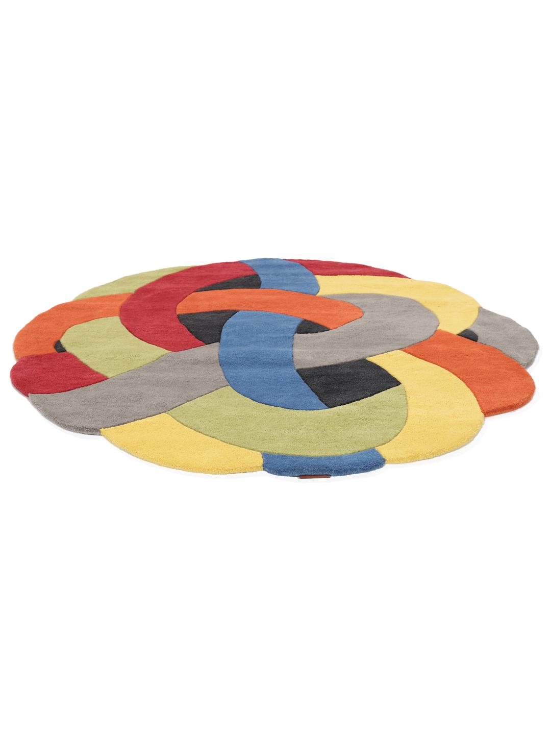 Rugvista premium - Colorful Knot - Multicolor, Round Ø 200 cm Wool Rug ...