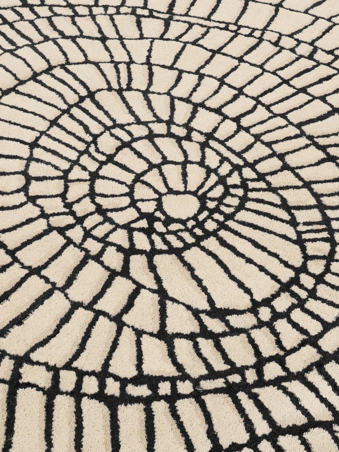 Rugvista premium - Life lines - Beige / Black, Round Ø 225 cm Wool Rug ...