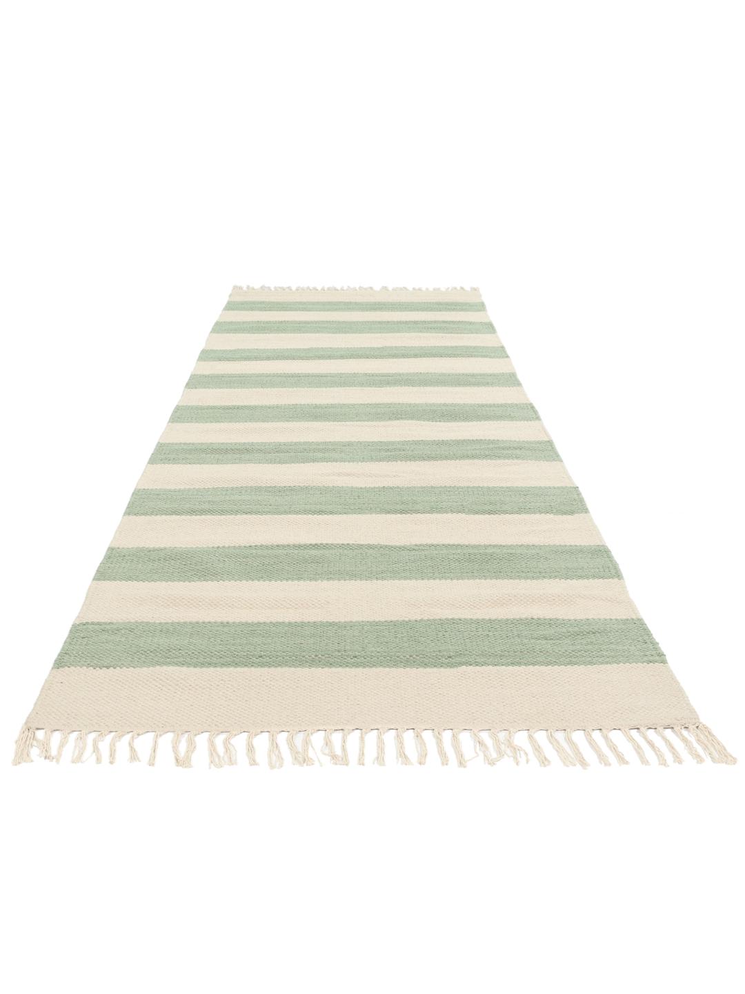 Rugvista essential - Cotton stripe - Mint Green, Runner 80 x 300 cm ...