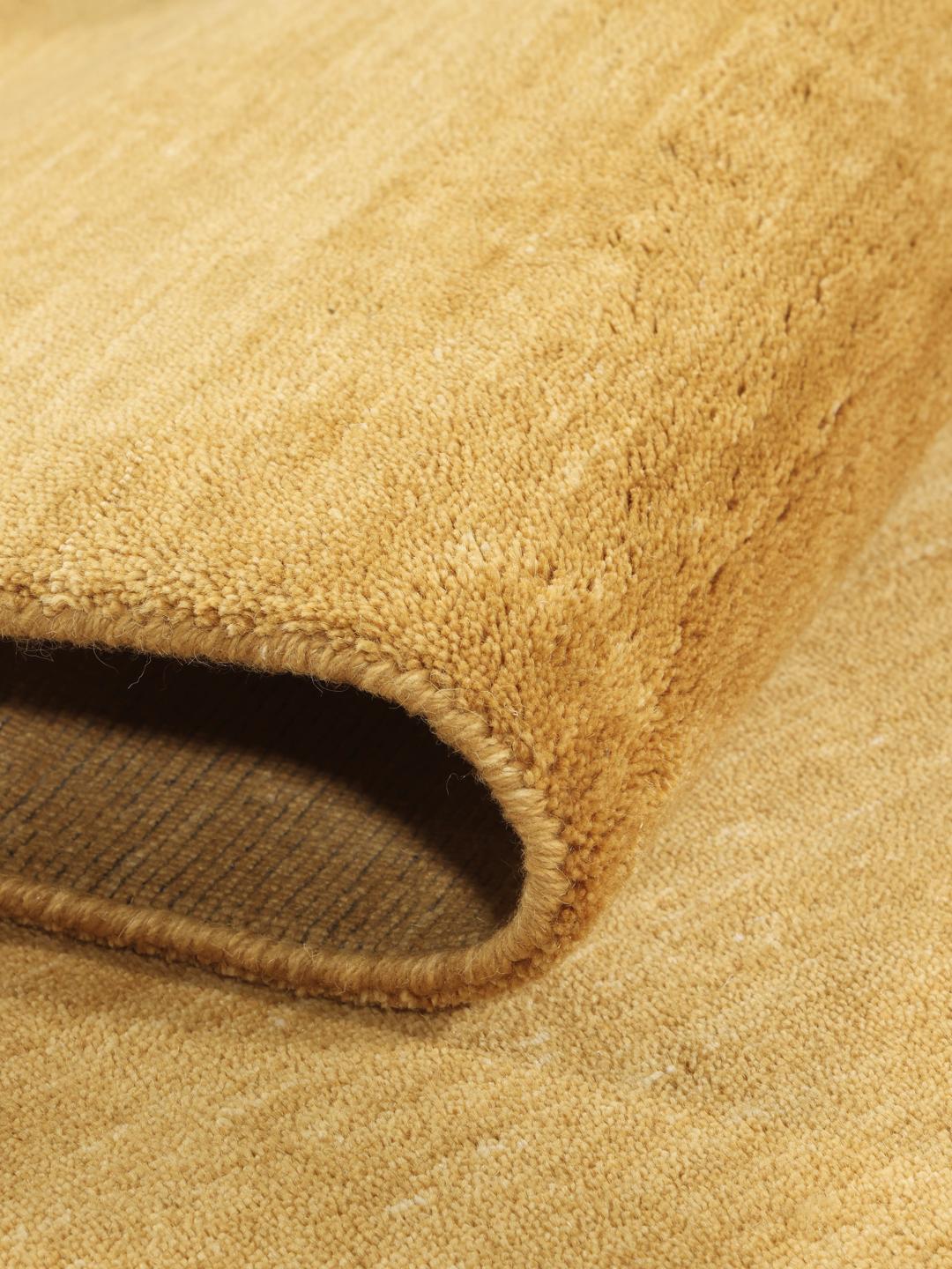 Rugvista premium - Handloom fringes - Senfgelb 160 x 230 cm Wollteppich ...