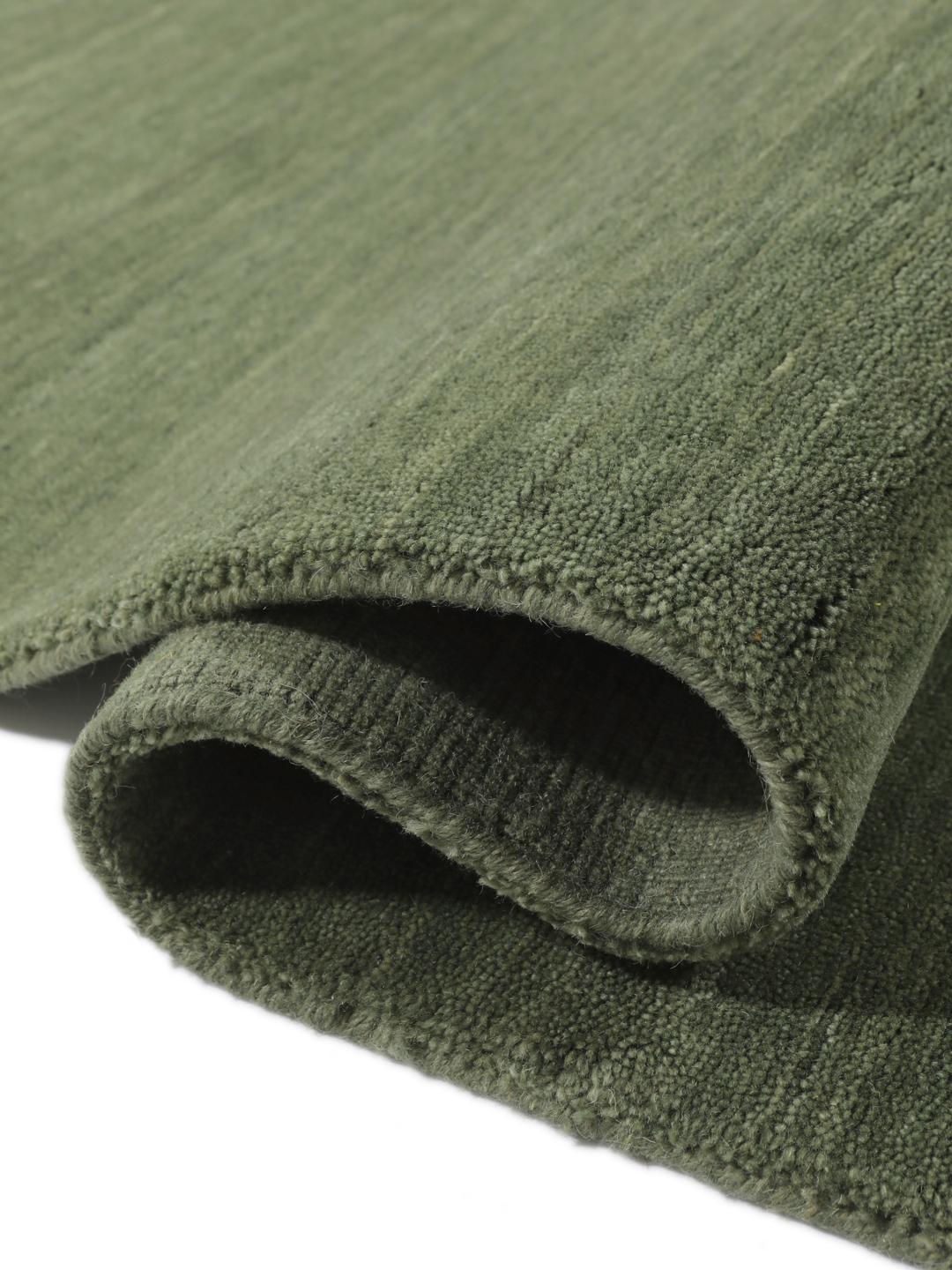 Rugvista premium - Handloom fringes - Skogsgrønn 140 x 200 cm Ullteppe ...