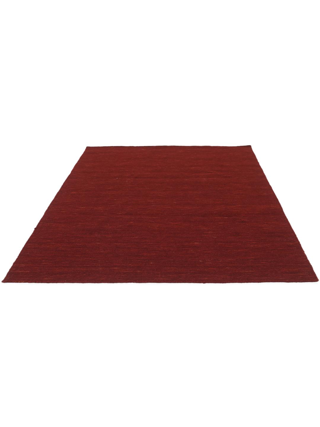 Rugvista core - Handloom flat - Dark Red 250 x 250 cm Wool Rug - Rugvista