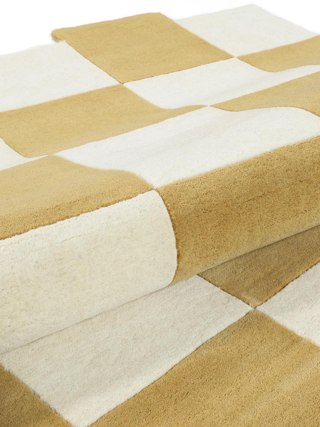 Rugvista premium - Checkmate - Yellow / White 200 x 300 cm Wool Rug ...
