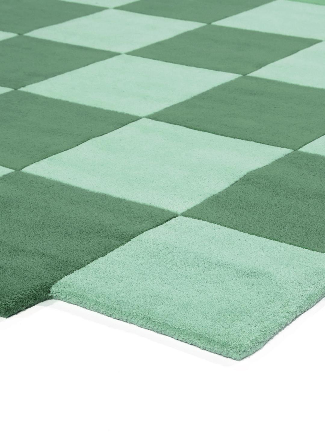 Rugvista premium - Checkmate - Groen / Mintgroen 200 x 300 cm Wol ...