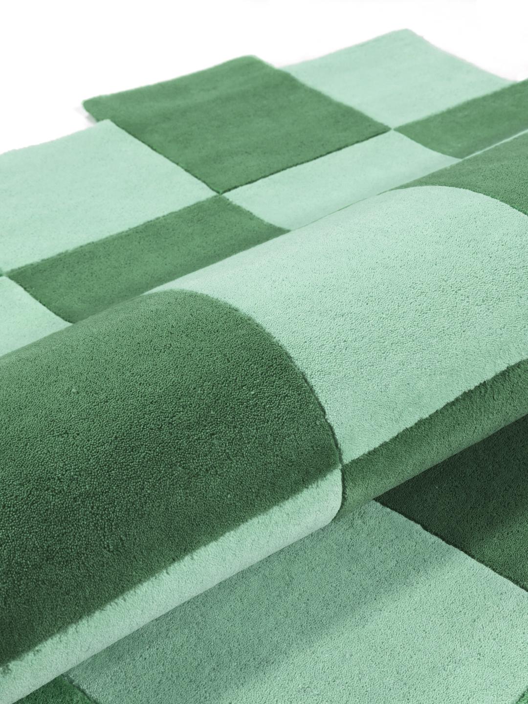 Rugvista premium - Checkmate - Groen / Mintgroen 200 x 300 cm Wol ...