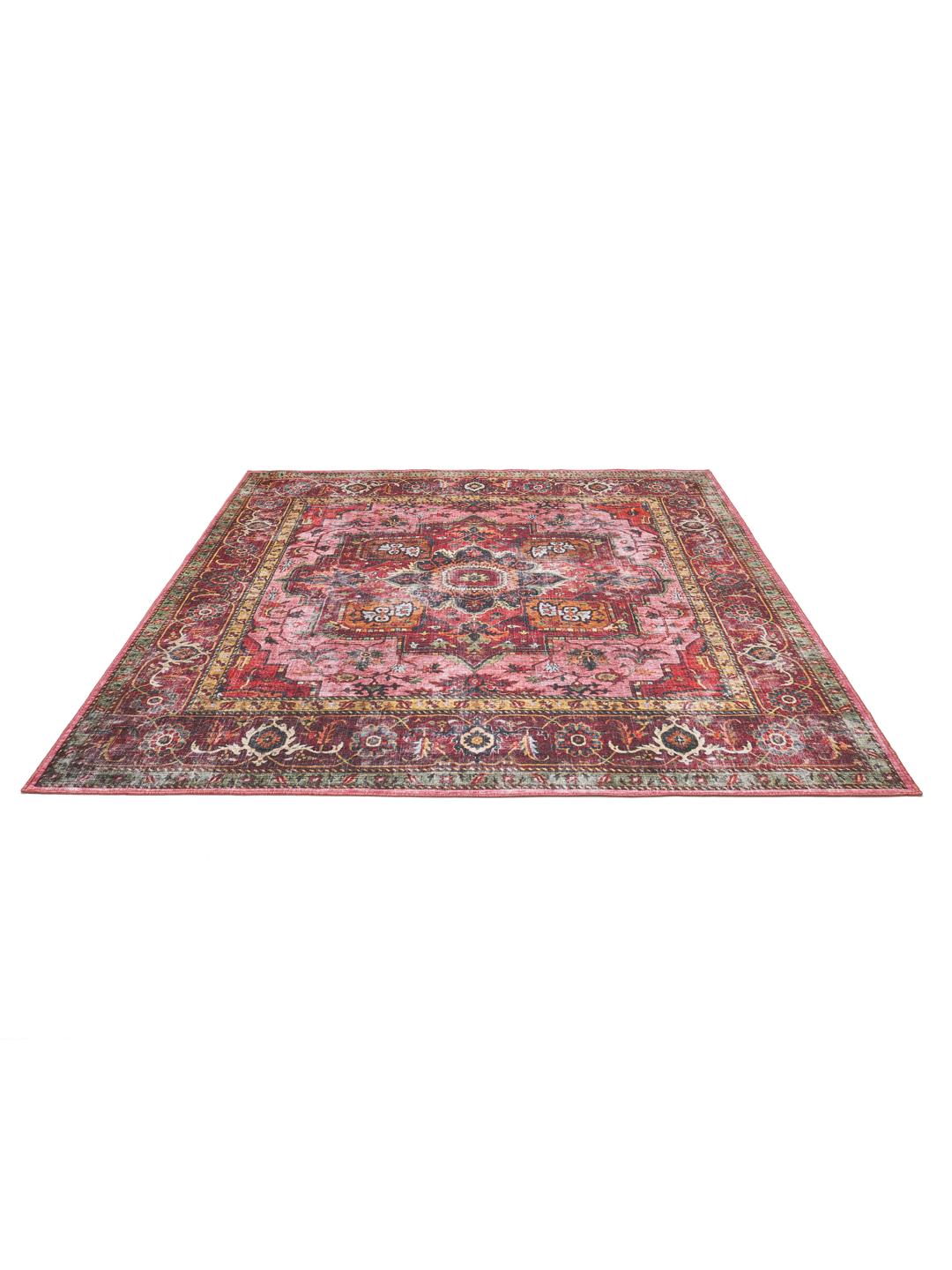 Rugvista essential - Georgia Oriental - Red / Pink 240 x 240 cm Cotton ...