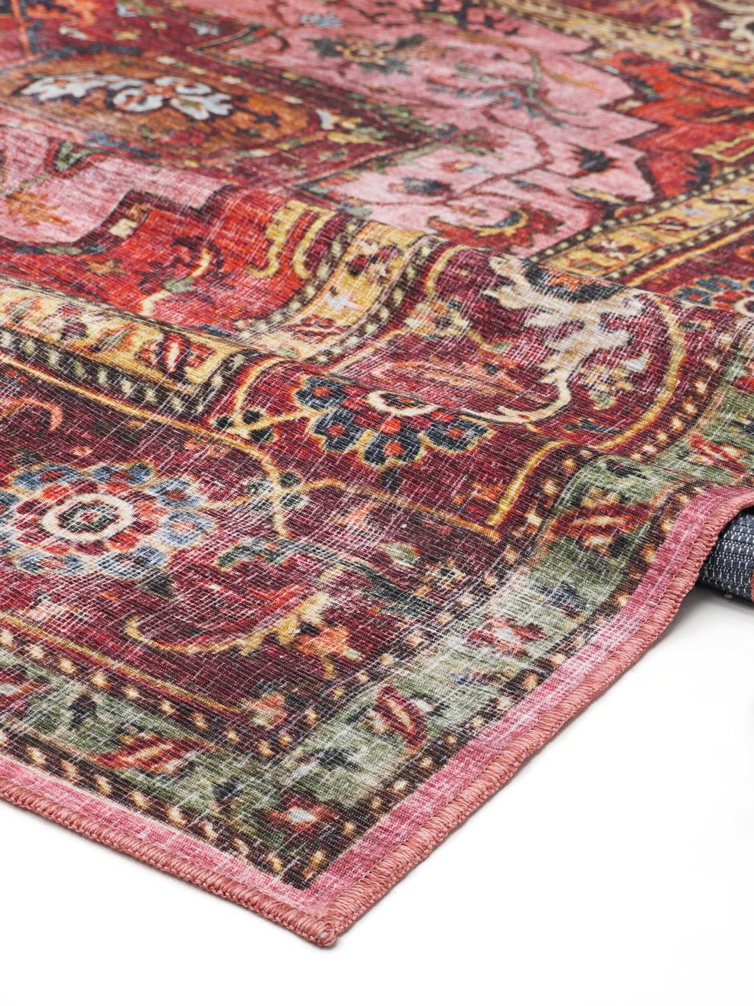 Rugvista essential - Georgia Oriental - Red / Pink 240 x 240 cm Cotton ...