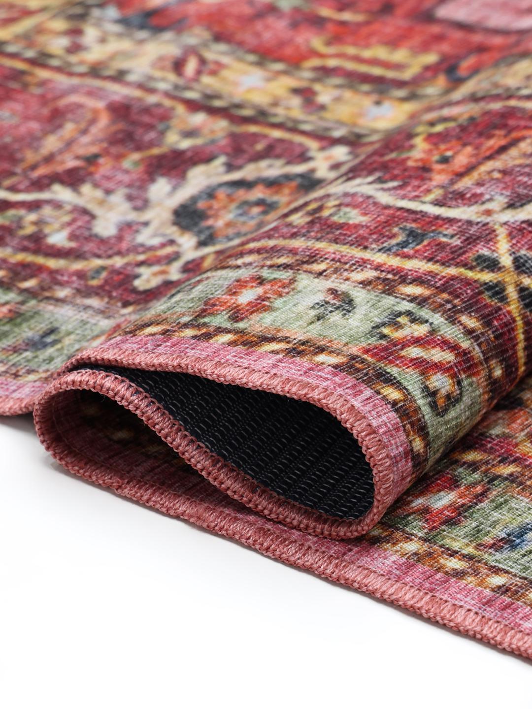 Rugvista essential - Georgia Oriental - Red / Pink 240 x 240 cm Cotton ...