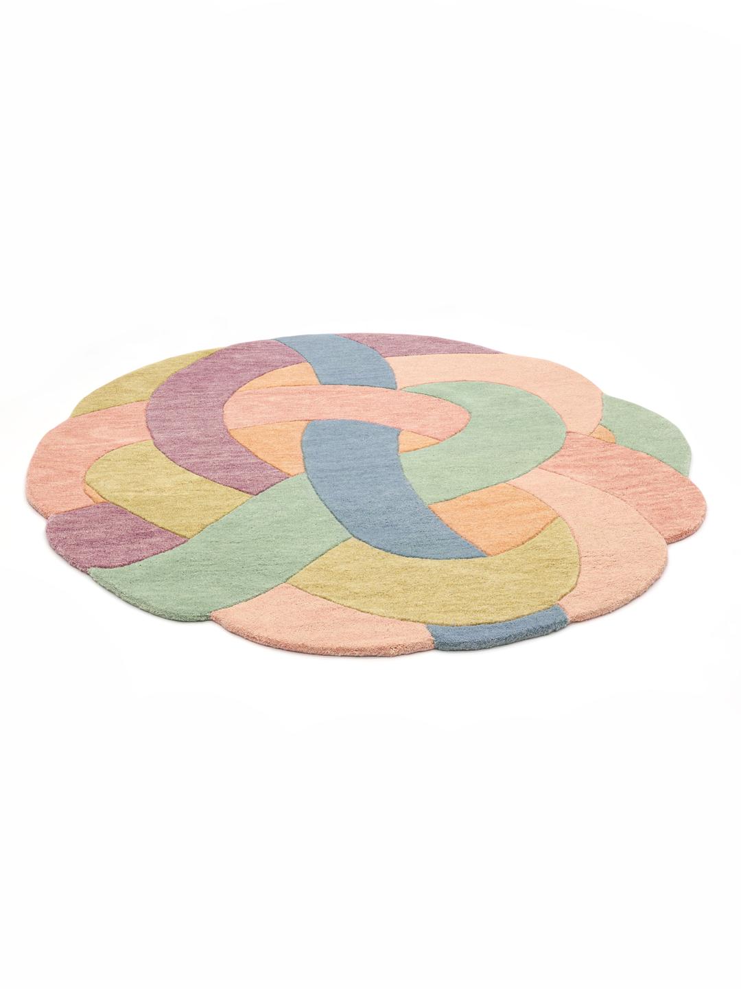 Rugvista premium - Colorful Knot - Multicolor (pastel), Rotund Ø 200 cm ...