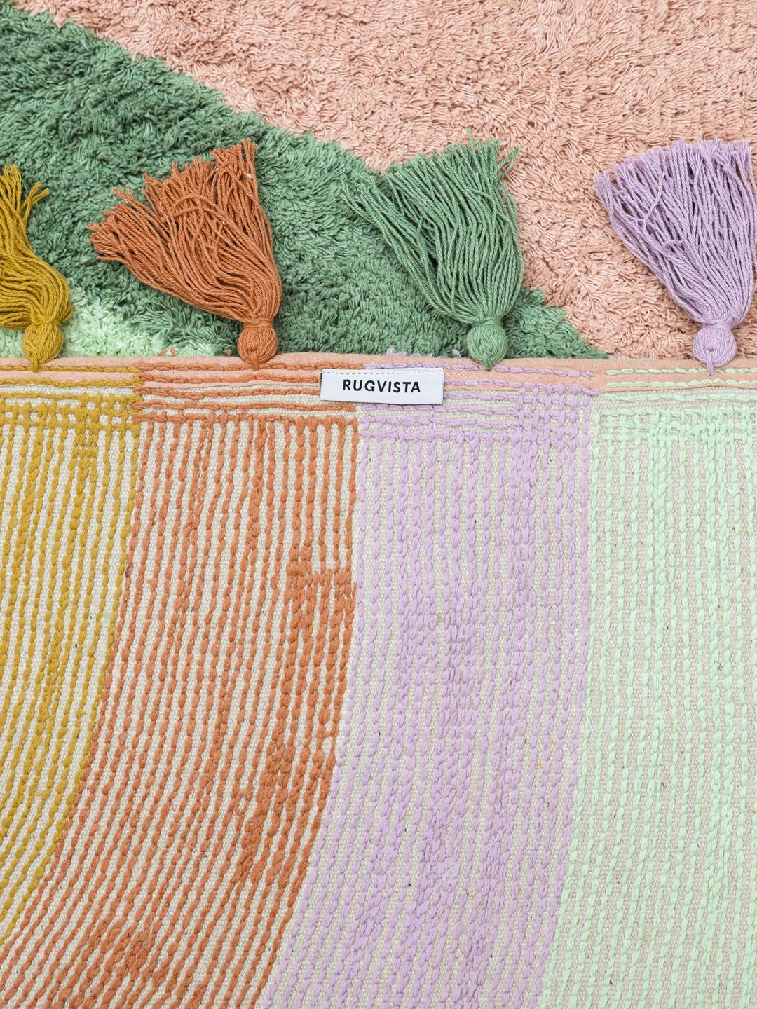 Rugvista core - Rainbow - Pink / Multicolor, Round Ø 100 cm Cotton Rug ...