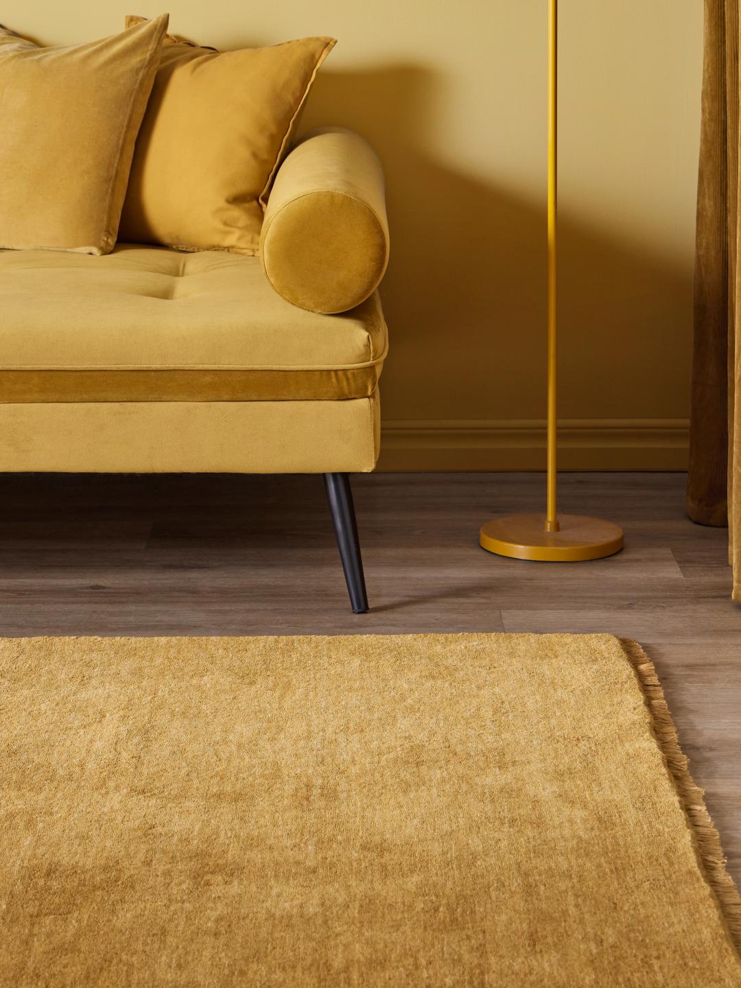 Rugvista premium - Handloom fringes - Senfgelb 160 x 230 cm Wollteppich ...