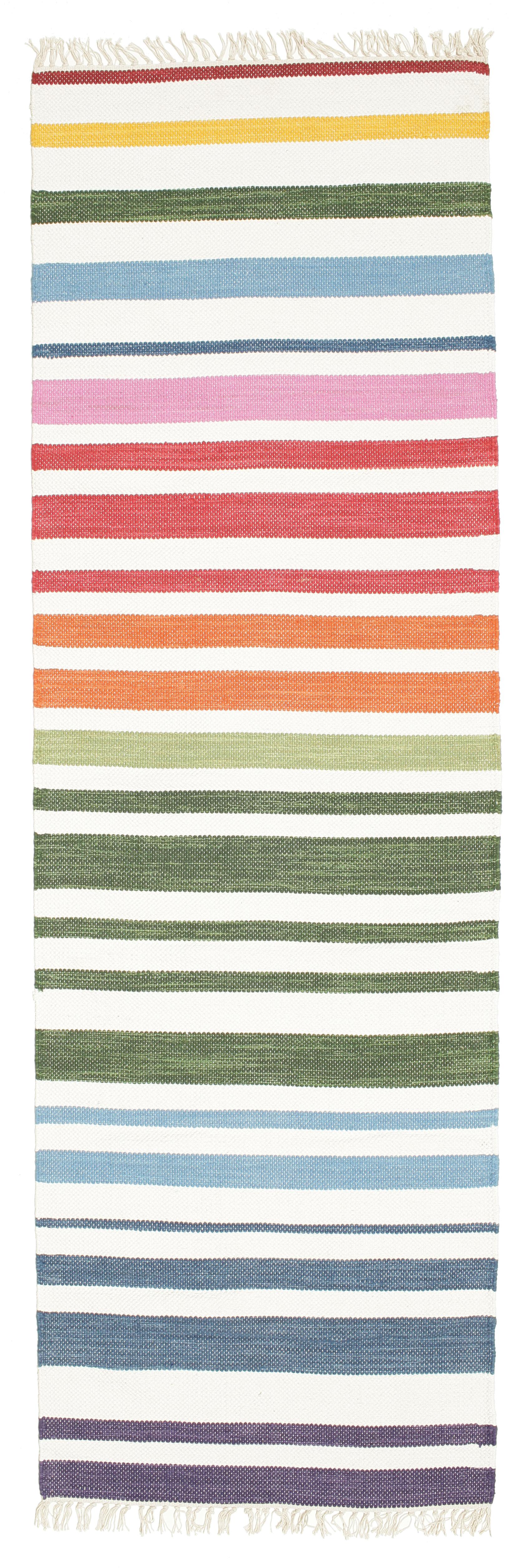 Rugvista essential - Rainbow Stripe - White, Runner 80 x 250 cm Cotton ...