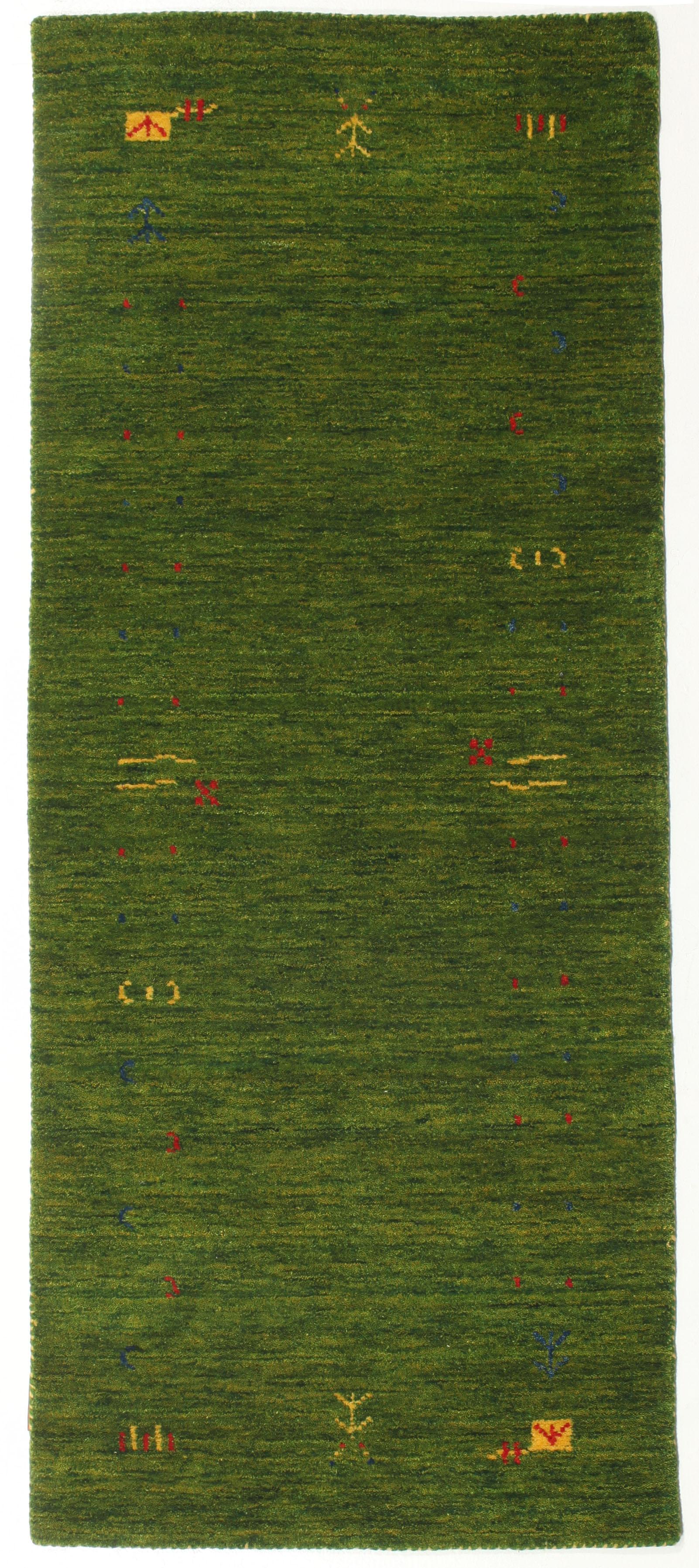 Rugvista premium - Gabbeh Loom Frame - Vert 80 x 200 cm Tapis De Laine ...