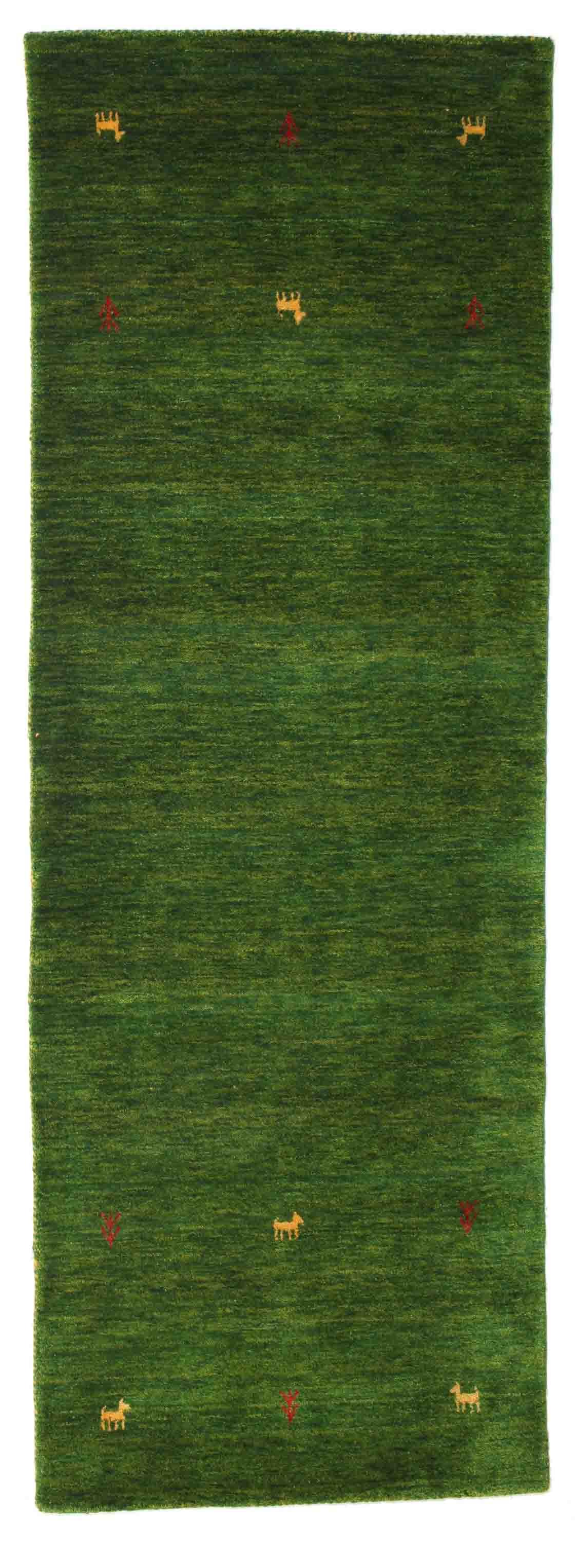 Rugvista premium - Gabbeh loom Two Lines - Green, Runner 80 x 250 cm ...