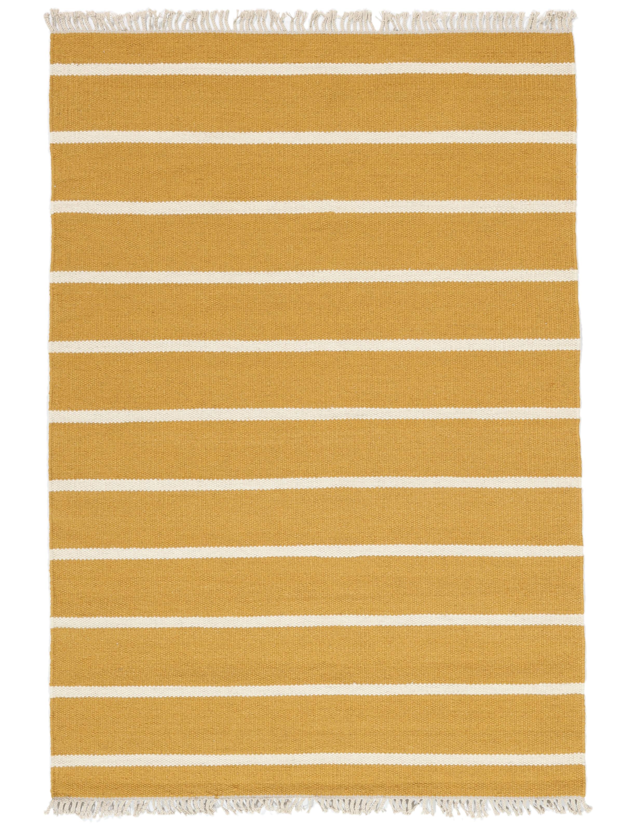 Rugvista core - Dorri Stripe - Senfgelb / Gelb 140 x 200 cm Wollteppich ...