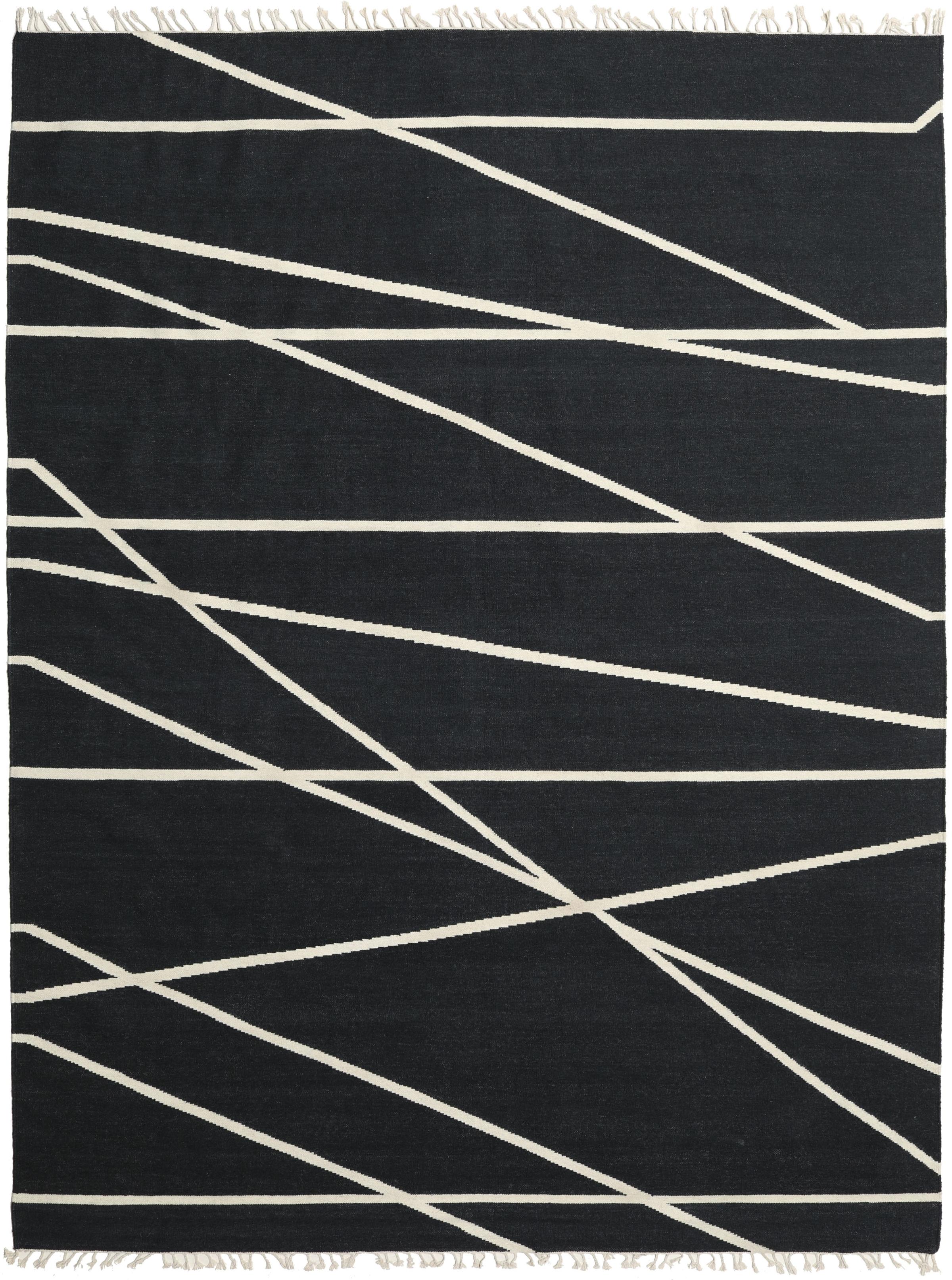Rugvista core - Cross Lines - Black / Off White 200 x 300 cm Wool Rug ...