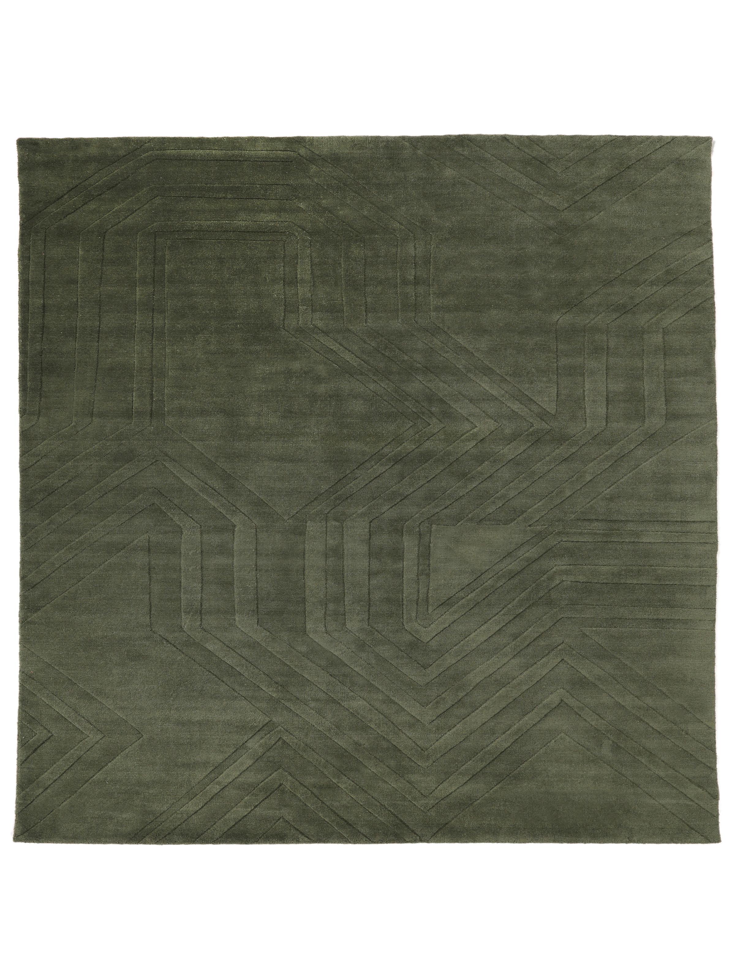 Labyrinth - Verde Pădure 250 x 250 cm Covor Lână - Rugvista