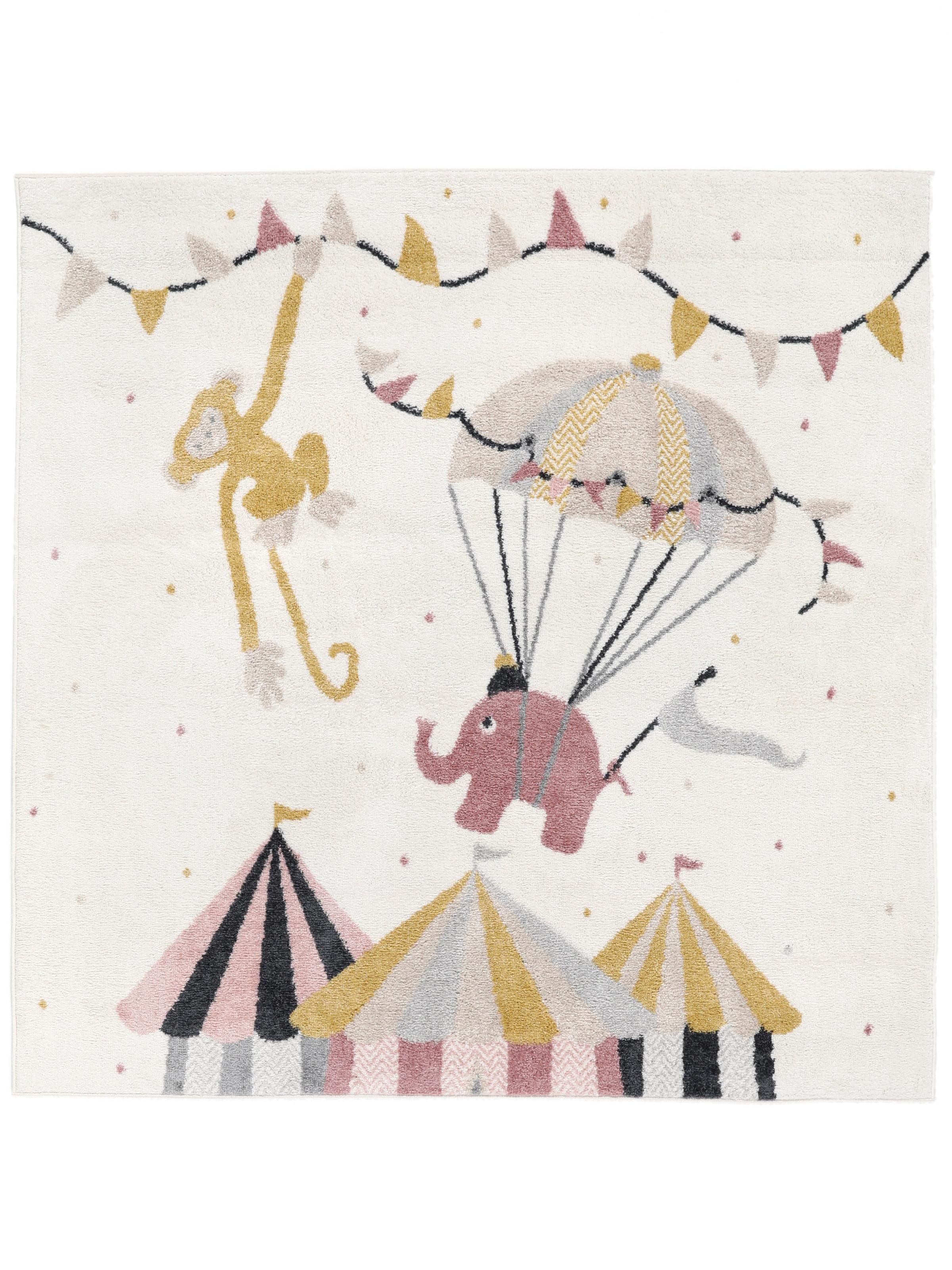 Rugvista essential - Monkey Circus - Pink / Off White 150 x 150 cm Rug ...