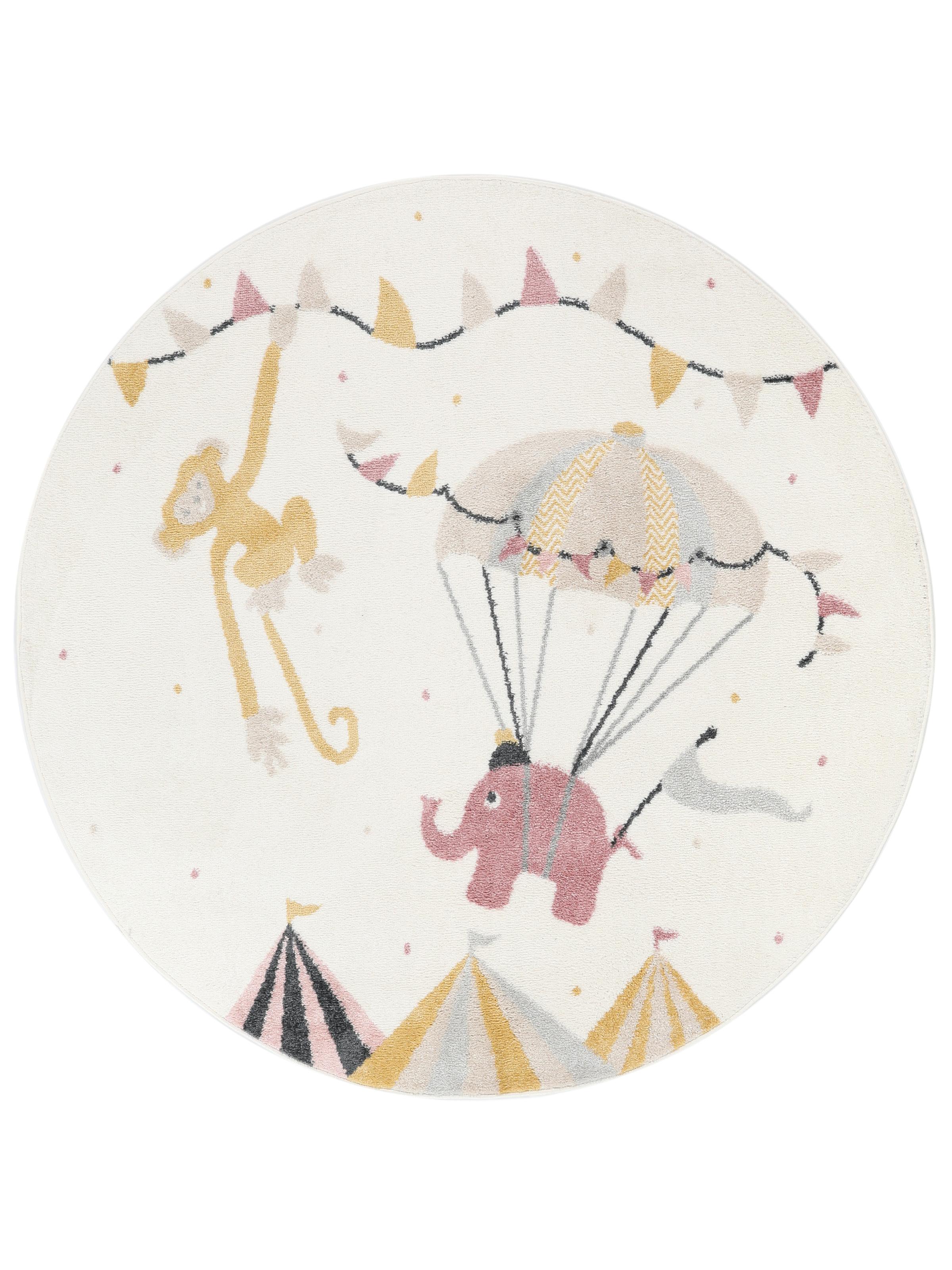 Rugvista essential - Monkey Circus - Pink / Off White, Round Ø 150 cm ...