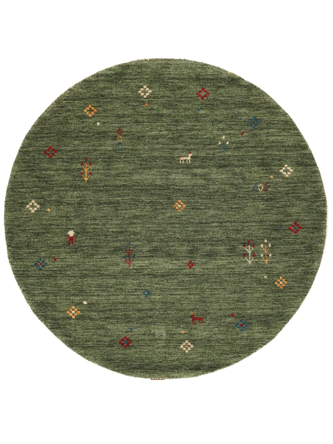 Rugvista premium - Gabbeh Giza - Forest Green, Round Ø 150 cm Wool Rug ...