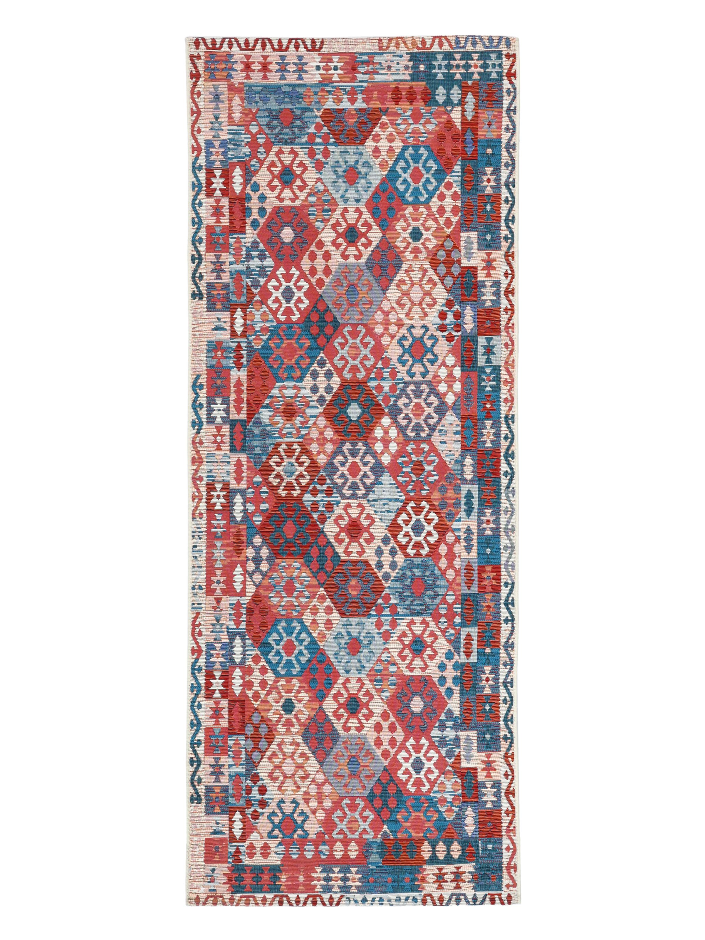 Rugvista essential - Ruva Kilim - Blå / Röd, Avlång 80 x 200 cm Matta ...