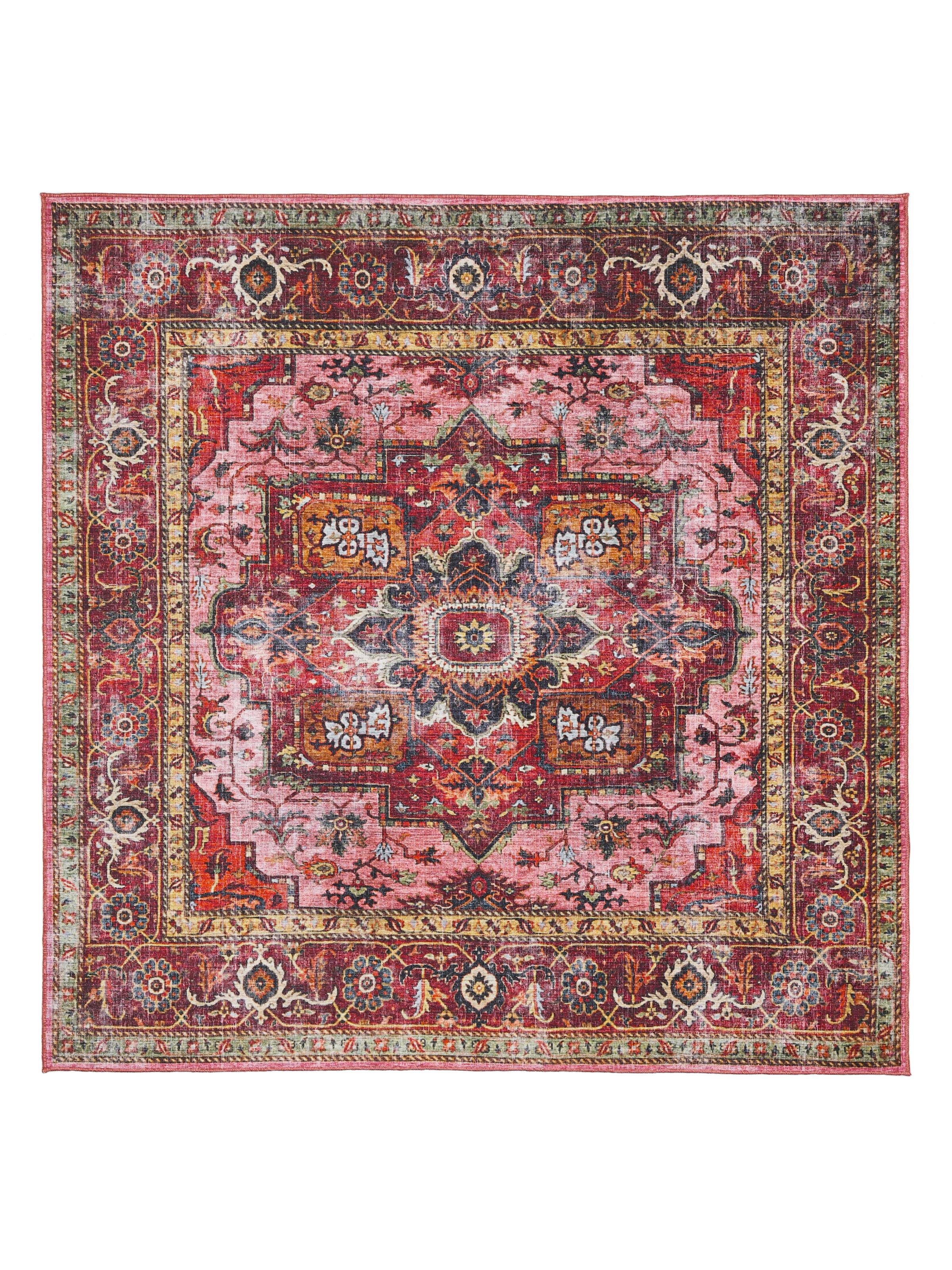 Rugvista essential - Georgia Oriental - Red / Pink 240 x 240 cm Cotton ...
