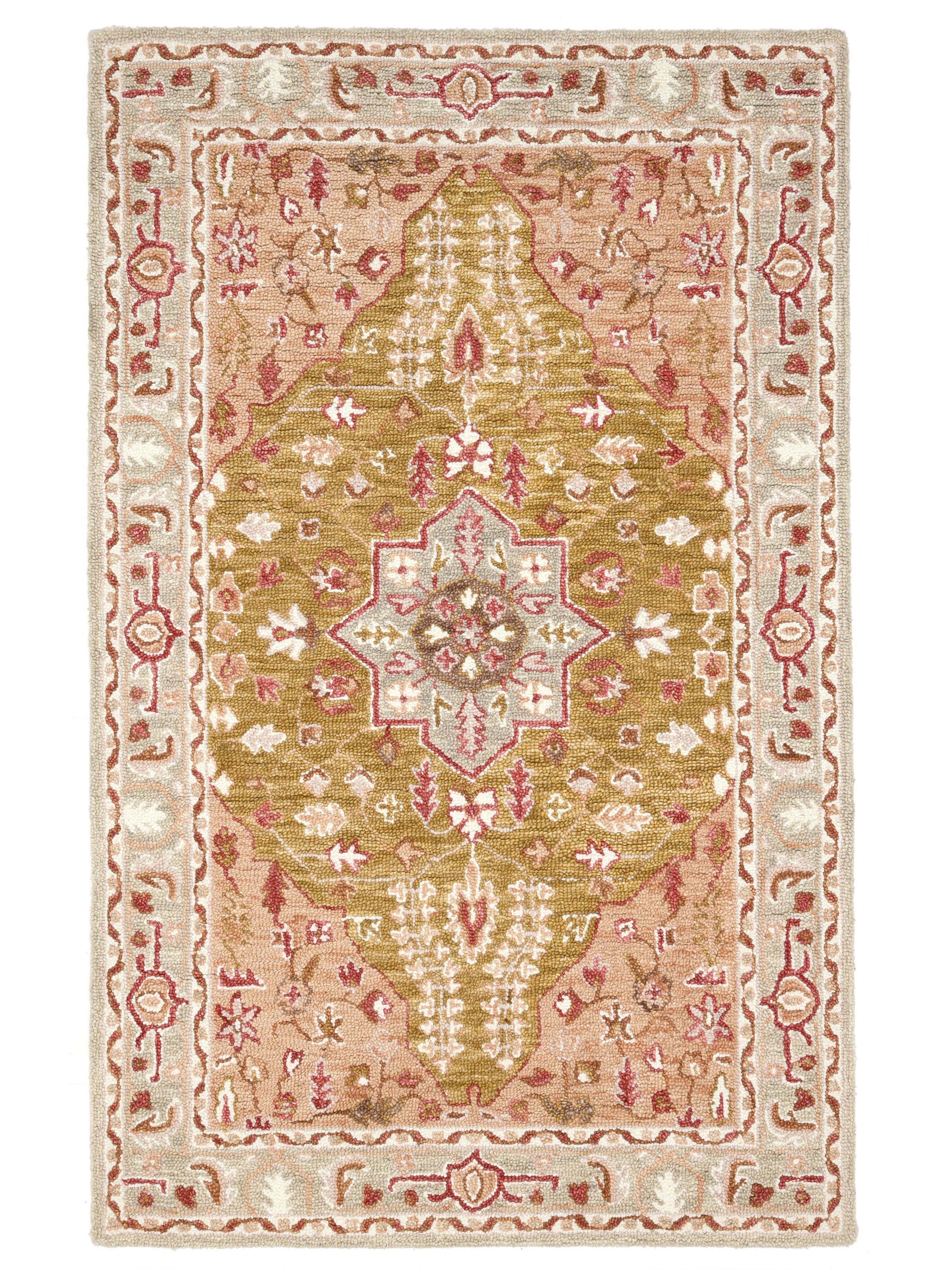 Rugvista premium - Zaria - Rose Clair / Jaune Moutarde 140 x 200 cm ...
