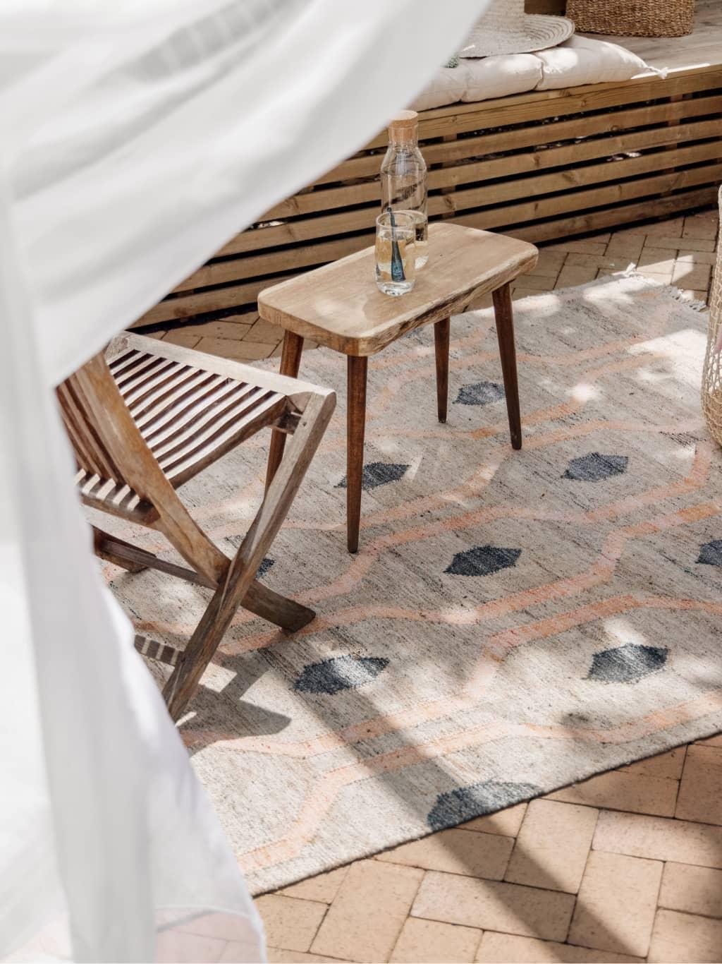 Kalahari Jute - Beige / Blue 200 x 300 cm Jute Rug - Rugvista